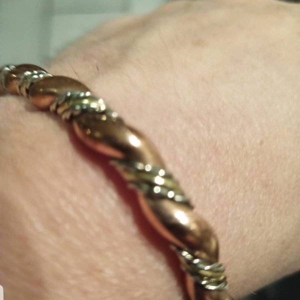 Twisted Copper Bracelet With Red, Yellow, and Silver Wires ...