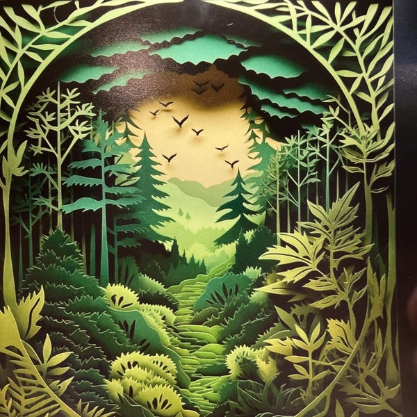 Deep Forest Green Horizon Card, 2D Print Greeting UK, Happy Birthday ...