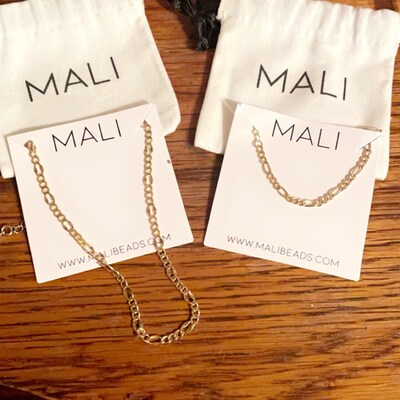 18K Baby Figaro Chain Necklace, Kids Figaro Necklace, Toddler Figaro ...