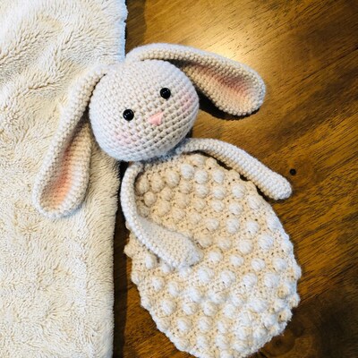 Rabbit Lovey Crochet Pattern-snuggle Bunny Bobble Buddy DIGITAL Pdf ...