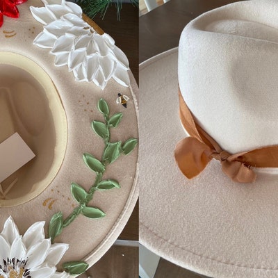Flower Crown Hat Rancher Hat Thick Paint Hat Boho Wide - Etsy UK