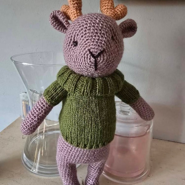 Pdf Pattern for Crocheting a Deer in a Knitted Sweater in English ...