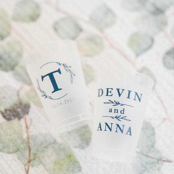 Monogram Frosted Wedding Cups, Modern Wedding Cups, Fancy Elegant ...