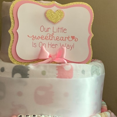 Baby Girl Sweetheart Diaper Cake Sign-baby Girl Centerpiece-girl Baby ...