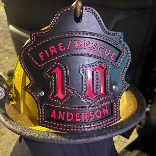 Leather Helmet Shields - Custom Fire Department Helmet Shields - Etsy