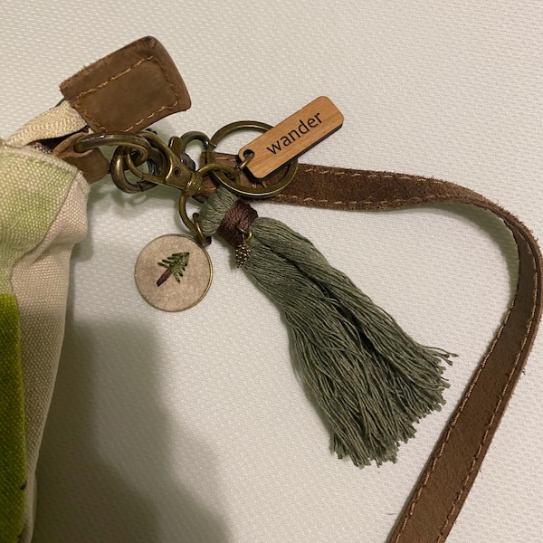 Wander Keychain, Explore Hike Tassel, Tiny Hand Embroidery Pine Tree ...