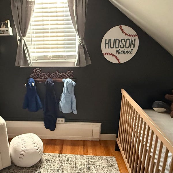 Baseball Nursery Name Sign, Round Name Sign, Sports Nursery, Boy Name ...