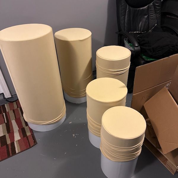Pre Order-5pcs of Metal Cylinder Stands,white Pedestal With Storage Bag ...