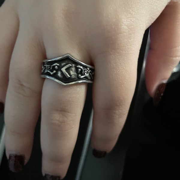 Viking Rune Ring - Your Choice of Rune Symbol - Adjustable US Sizes 9 ...