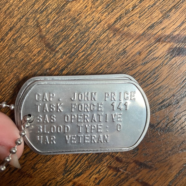Captain JOHN PRICE Military Dog Tag Set US Cosplay Stainless Steel ...