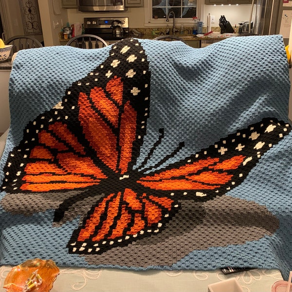 Crochet Butterfly - C2C Crochet Afghan - Crochet Animal Pattern With ...