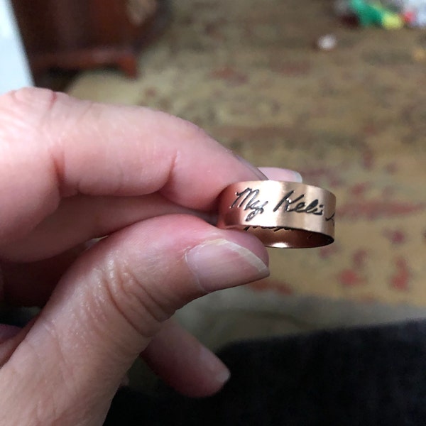 Memorial Handwriting Ring • Actual Handwriting Band Ring • Eternity ...