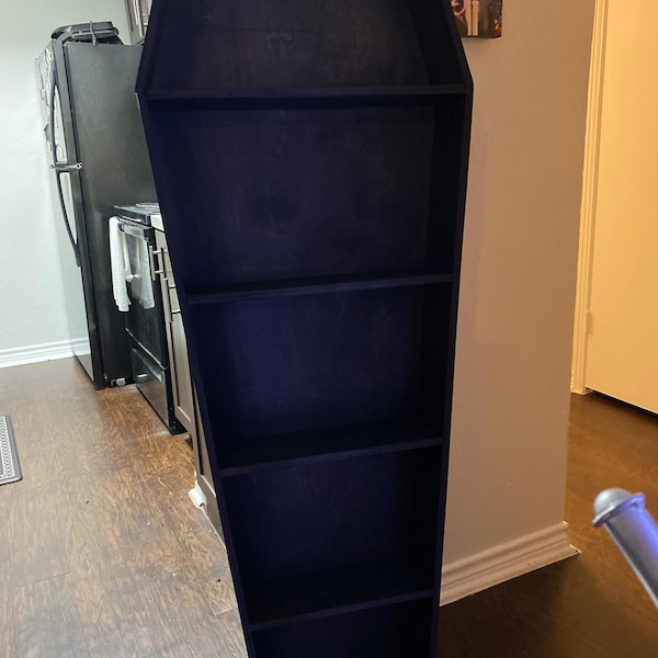 52 Inch Coffin Bookshelf, Goth, Spooky, Home Decor, Bookcase, Mystic ...
