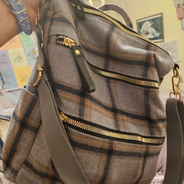 Mini Navy Blue & Brown Backpack | Cute Chic Small Backpack | Travel Bag ...