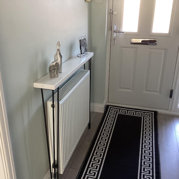 White Console Table, Hallway Table, Radiator Shelf, Rustic Hallway ...