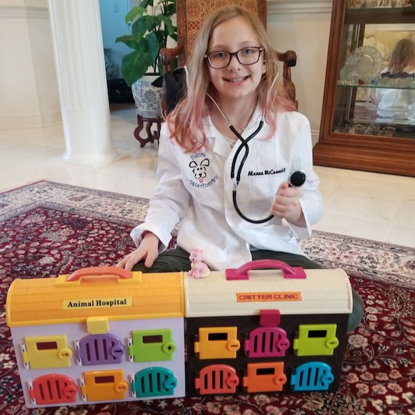 Embroidered Personalized Kids Veterinarian Lab Coat for Little Doctors ...