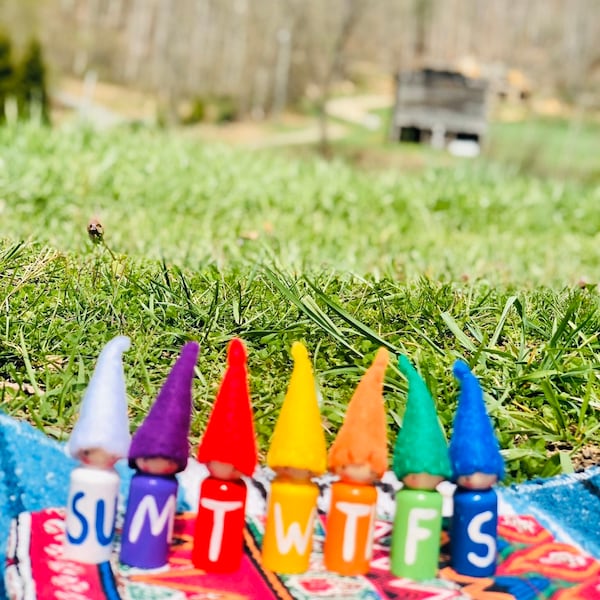 Waldorf Inspired Days of the Week Gnomes Set monday, Tuesday, Wednesday ...