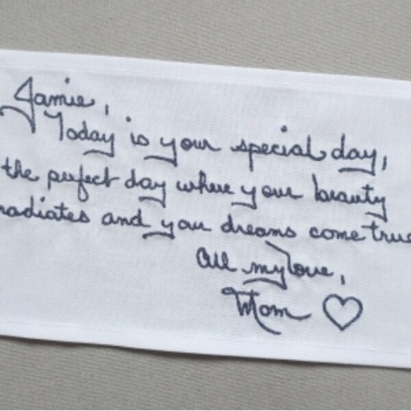 Unique Wedding Dress Label Embroidered With Your Handwritten Note to ...