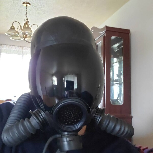 Heavy Rubber Fetish Custom GAS MASK Latex HOOD With Dark Lenses, Twin ...
