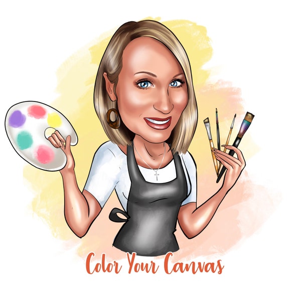 Painter Logo Design - Custom Cartoon Portrait for Your Business Logo ...
