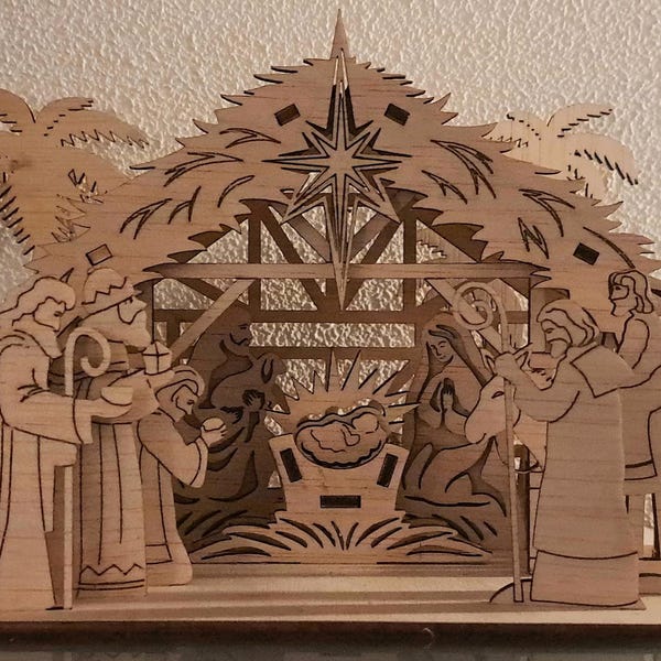 Nativity Scene Miniatures Laser Cut Svg File Glowforge Nativity ...