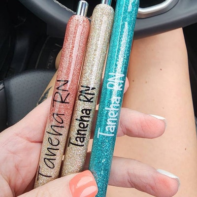 Personalized Epoxy Glitter Black Ink Pen: Refillable - Etsy