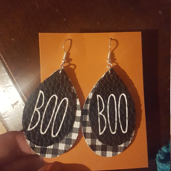 Boo Earrings, Halloween Earrings, Halloween Faux Leather Earrings ...