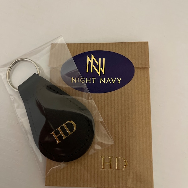 Personalised Keyring Key Fob With Initials, Real Leather Monogram Gift ...