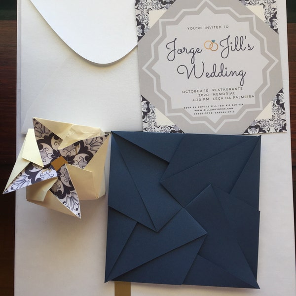 Origami Wedding Invitation Sleeve and Square Envelope - Luxury Unique ...
