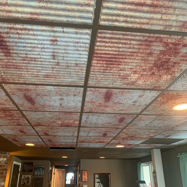 Da Vinci - Faux Tin - PVC Decorative Ceiling Tile 2' X 2' Gold/blue/red ...