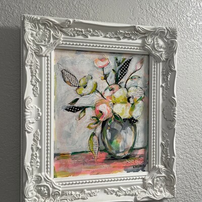 Number 25, miley is an Original Acrylic Floral Painting on Paper. 5 In ...
