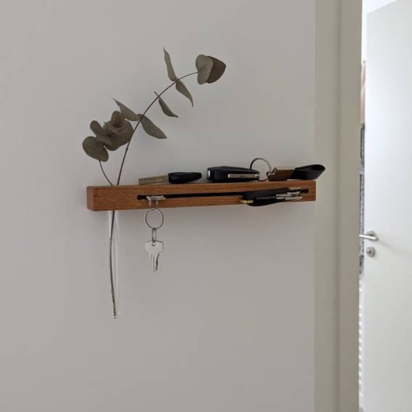Wooden Key Holder With Vase for Flowers I Key Hooks Wall Decoration ...