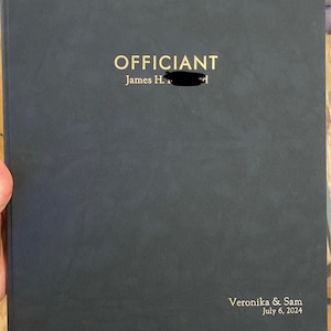 Officiant Binder With Natural Linen Personalized Gold Embossed Wedding ...