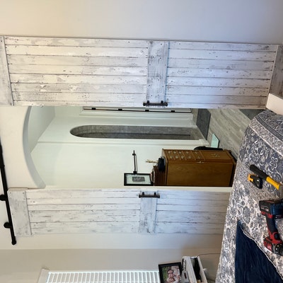 Homacer Black Rustic Ceiling Mount Non-bypass Sliding Barn Door ...