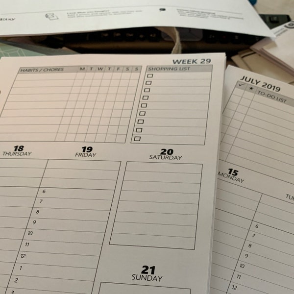 Printed PERPETUAL WEEKLY DIRECTIVE Hourly Planner Inserts W/tasks ...