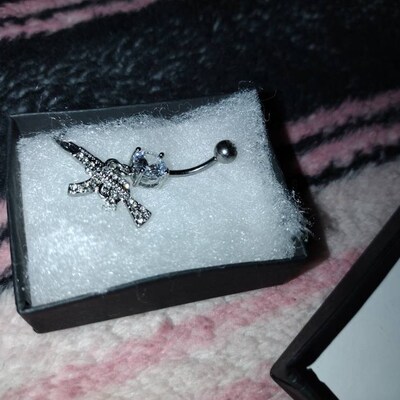 Dangle Belly Button Ring Gun Shaped Belly Ring, CZ Belly Ring, Navel ...