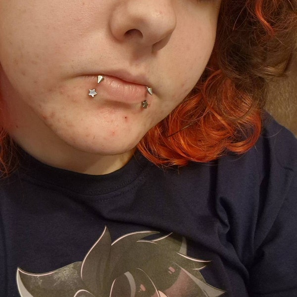 Star Demon Lip Ring, Cool Tragus Piercing, Personality Lip Ring ...