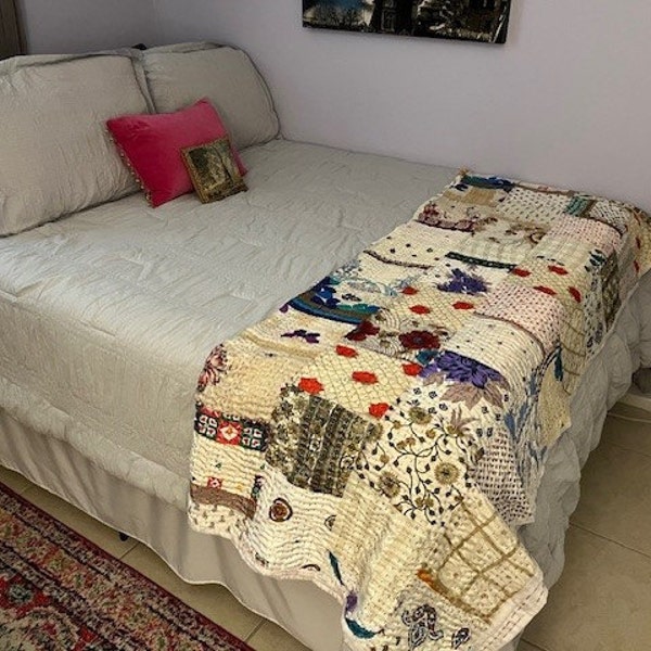Bohemian Patchwork Quilt Kantha Quilt Handmade Vintage Quilts Boho King ...