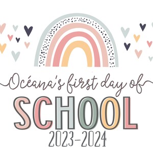 Boho Rainbow Hello Kindergarten Sign First Day of - Etsy