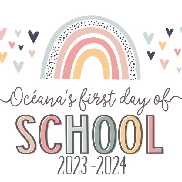 Boho Rainbow First Day of School Sign, 1st Day of School, Back to ...