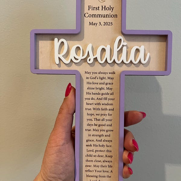 Customized Wooden Cross Spiritual Milestone Keepsake for Baptism ...