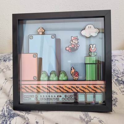 Mario Bros 3 Shadow Box Art for Nintendo Game Room Decor Diorama - Etsy