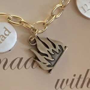 Sterling Silver Burning Flames Fire Charm Camping or Firefighter .925 ...