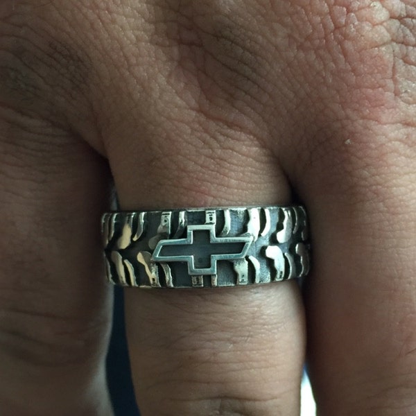 Ladies Mud Bogger Tire Tread Solitaire Engagement Ring - Sterling ...