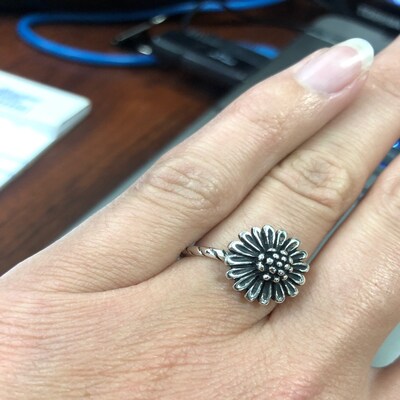 Sunflower Ring Sterling Silver Ring Sun Flower Ring Flower - Etsy