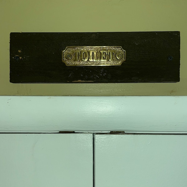 Vintage Victorian Style TOILET BATHROOM Door Sign Cast Iron Brass ...