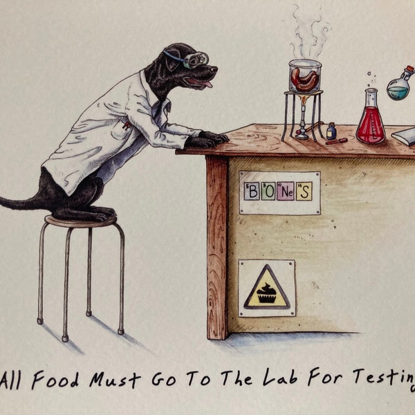 All Food Must Go to the Lab for Testing Card - Black Lab Card - Black ...