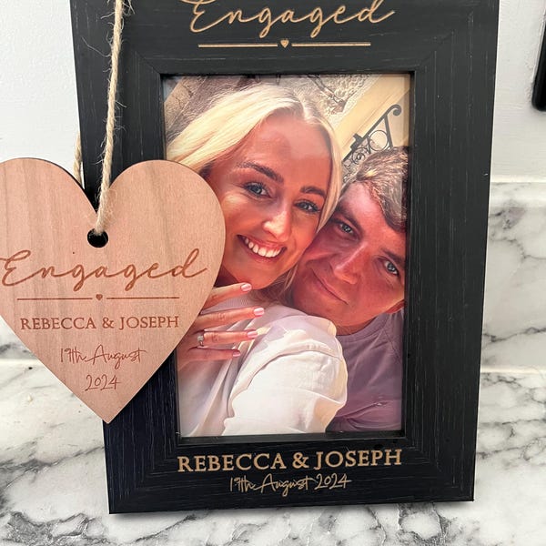 Engagement Photo Frame & Plaque, Engagement Gift, Personalised Gift for ...
