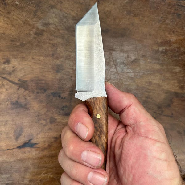 Custom EDC Tanto Knife With Horizontal Carry Belt Sheath, Stainless ...