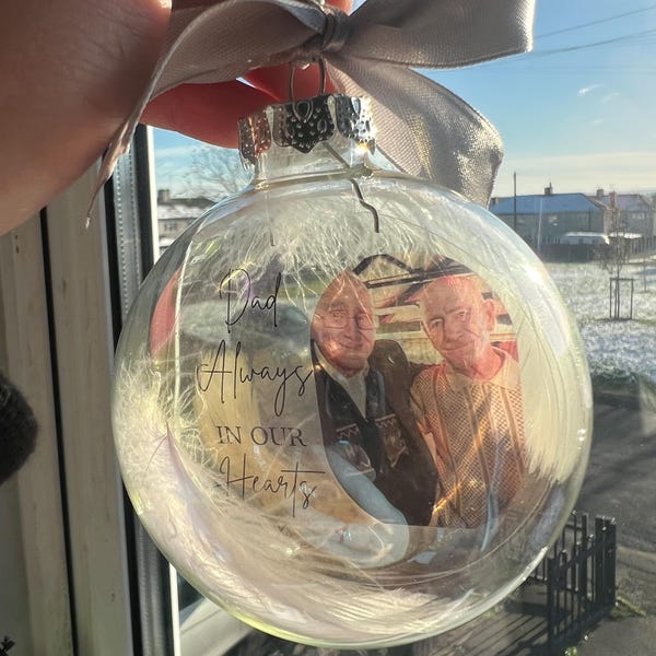 Floating Photo Memorial Memory Bauble, Special Bauble, Personalised ...